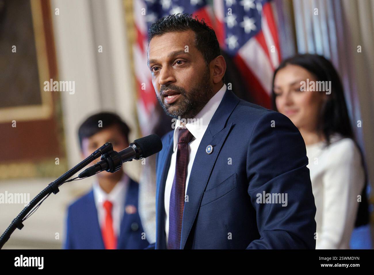 Kash Patel after being sworn in as FBI Director in the Eisenhower ...