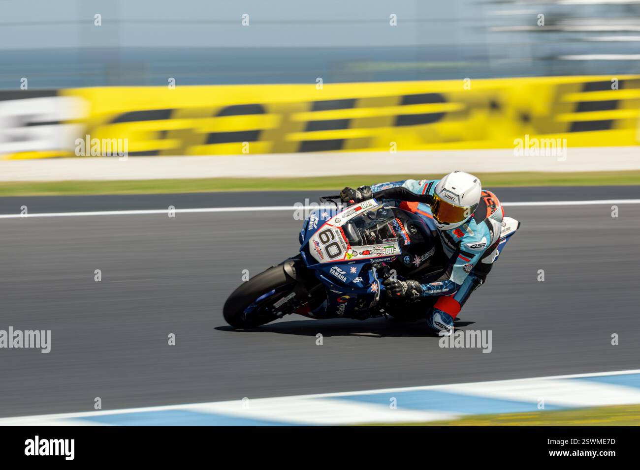 Phillip Island, Australia, 21 February, 2025. Paul Linkenbagh (NSW) riding Yamaha YZF-R1 during ...