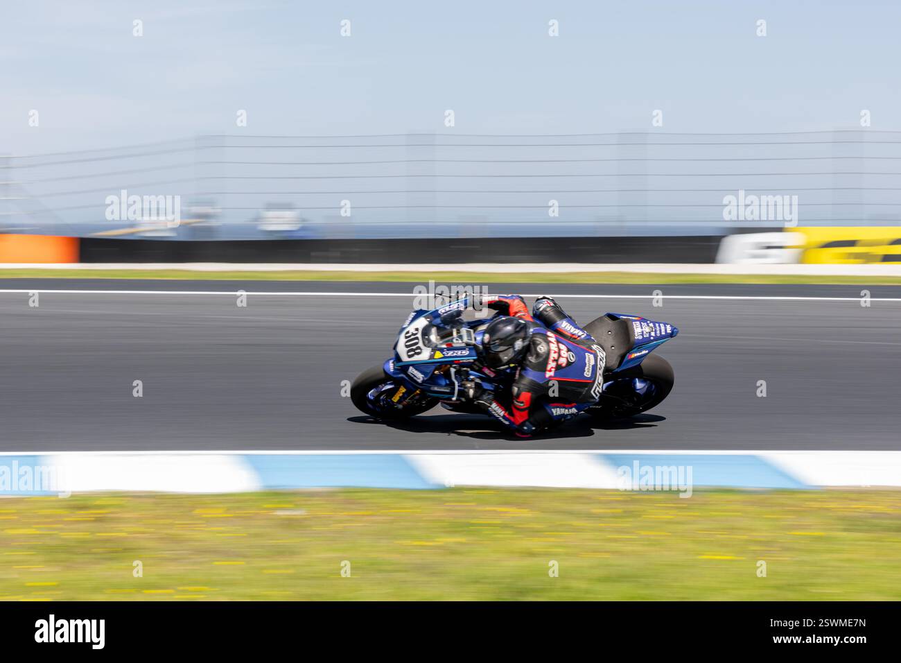 Phillip Island, Australia, 21 February, 2025. John Lytras (QLD) riding Yamaha YZF-R1 during ...