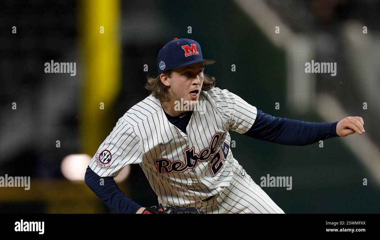 Ole Miss pitcher Hunter Elliott (26) throws during an NCAA baseball ...