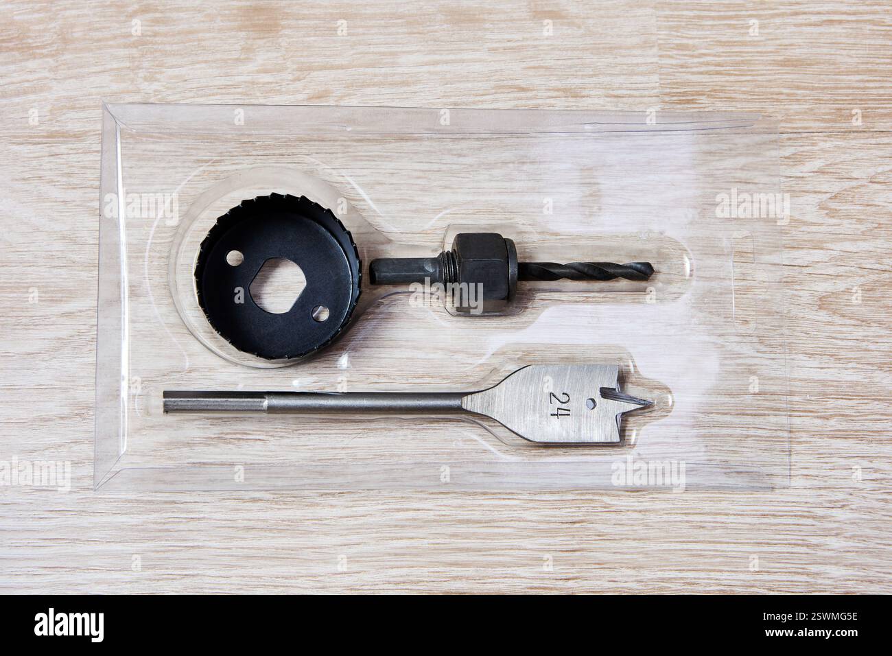 Drill set for door lock opening hole installation Stock Photo - Alamy