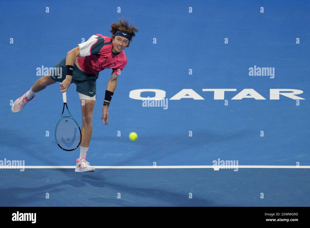 Doha, Qatar. 21st Feb, 2025. Andrey Rublev of Russia during the 2025 ...