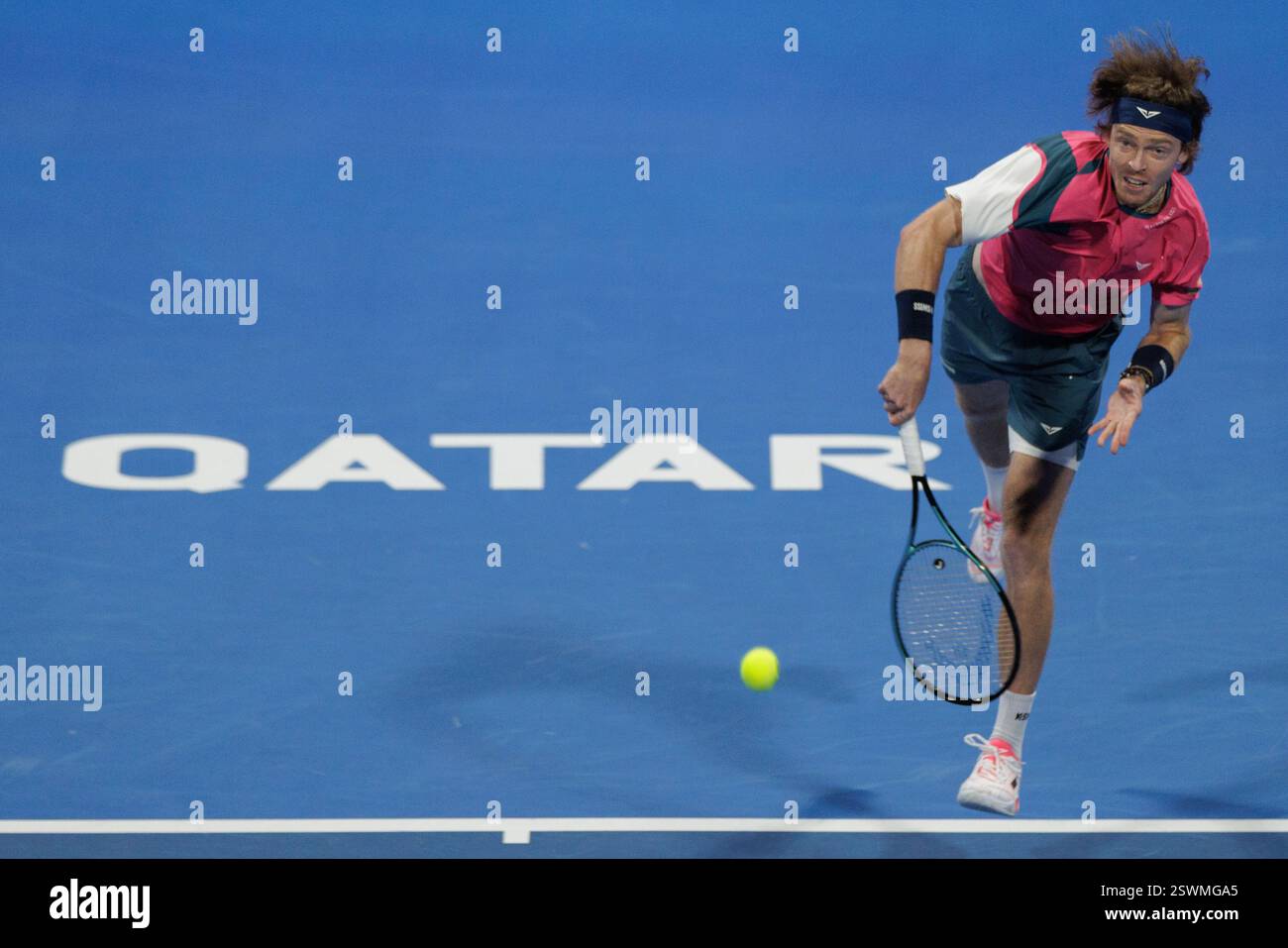 Doha, Qatar. 21st Feb, 2025. Andrey Rublev of Russia during the 2025 ...
