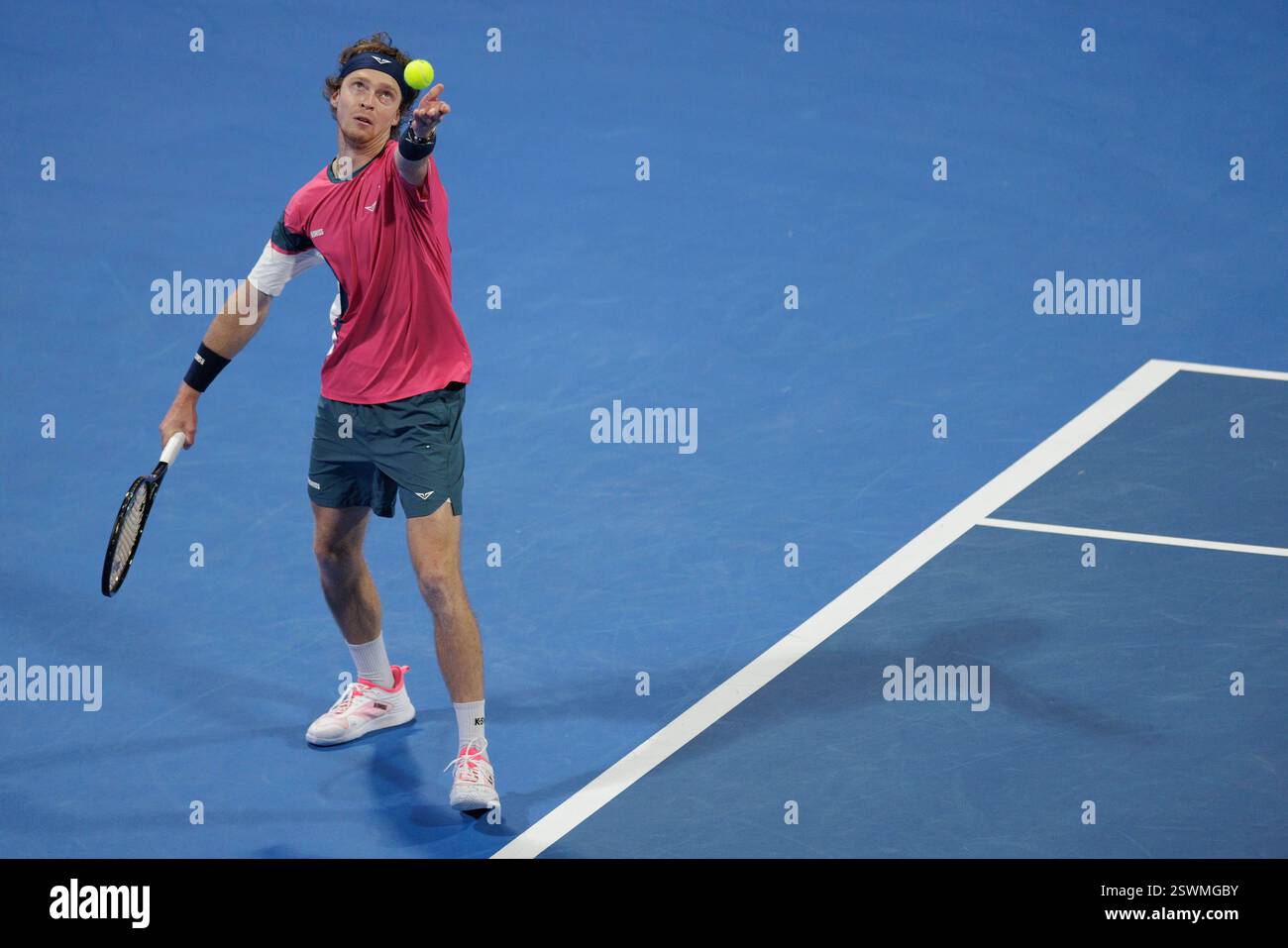 Doha, Qatar. 21st Feb, 2025. Andrey Rublev of Russia during the 2025 ...
