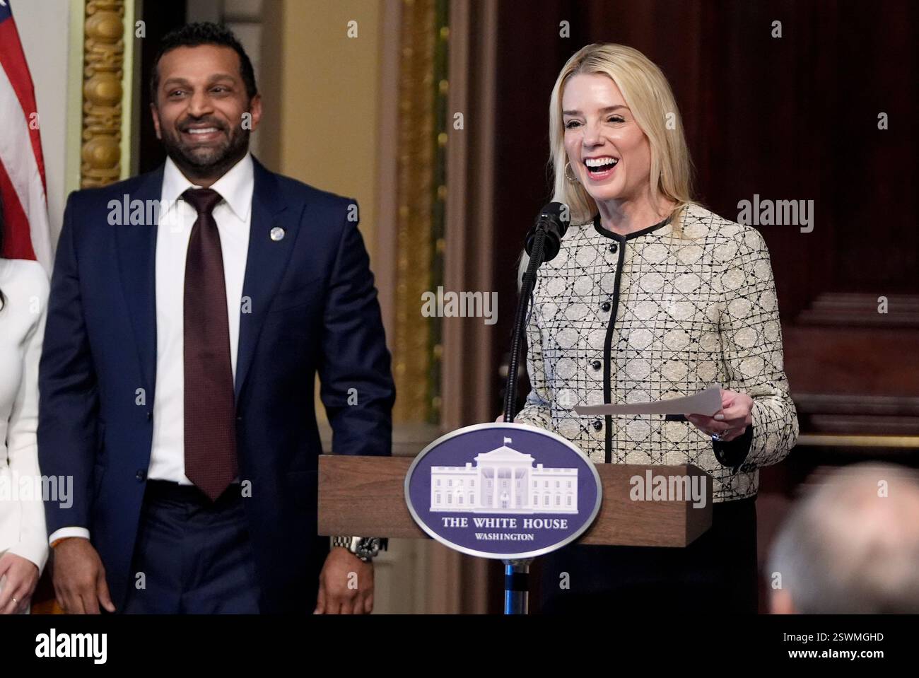 Attorney General Pam Bondi speaks during a ceremonial swearing-in of ...
