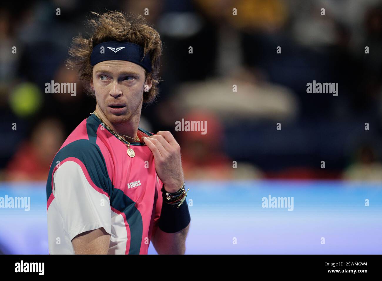 Andrey Rublev of Russia during the 2025 Qatar ExxonMobil Open, ATP 500 ...