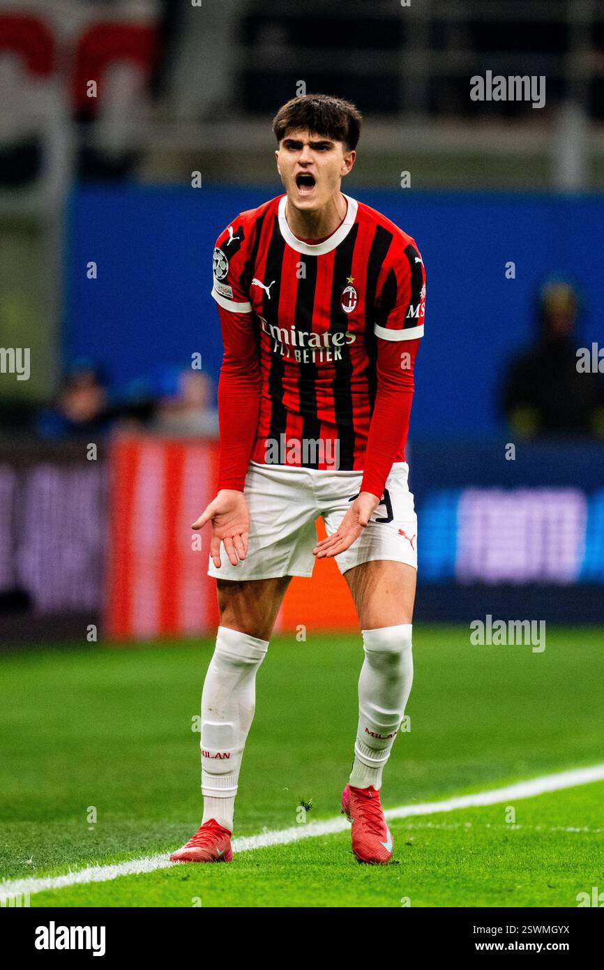 Milan, Italy. 18th Feb, 2025. Milan - Davide Bartesaghi of AC Milan ...