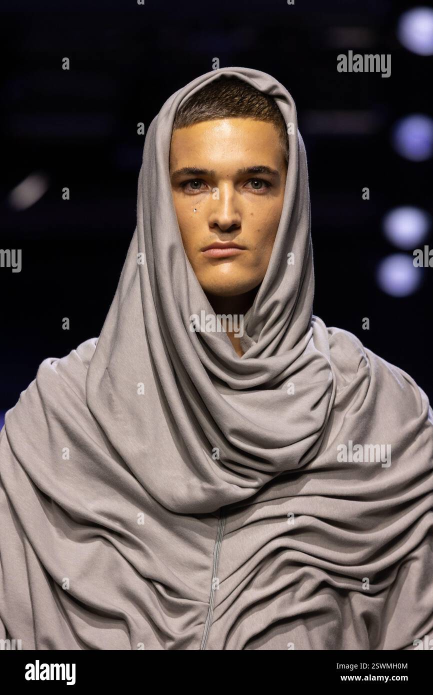 London, UK. Friday February 21, 2025. Models on the catwalk at the Di ...