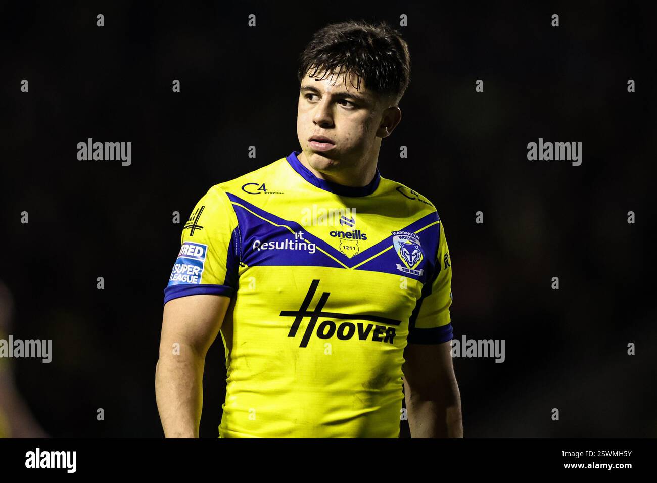 Warrington, UK. 21st Feb, 2025. Oli Leyland of Warrington Wolves during ...