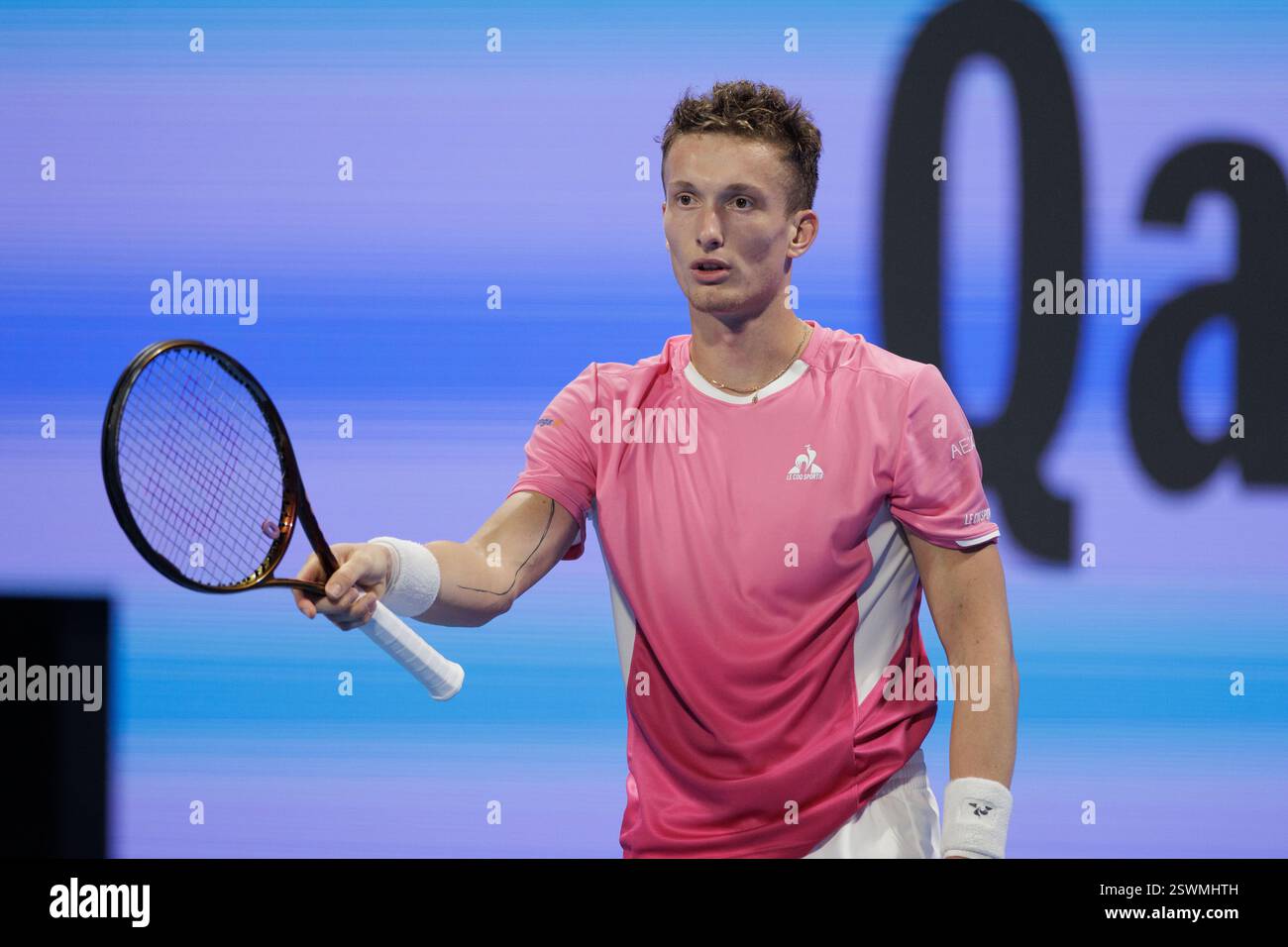 Doha, Qatar. 21st Feb, 2025. Jiri Lehecka of Czech Republic during the ...