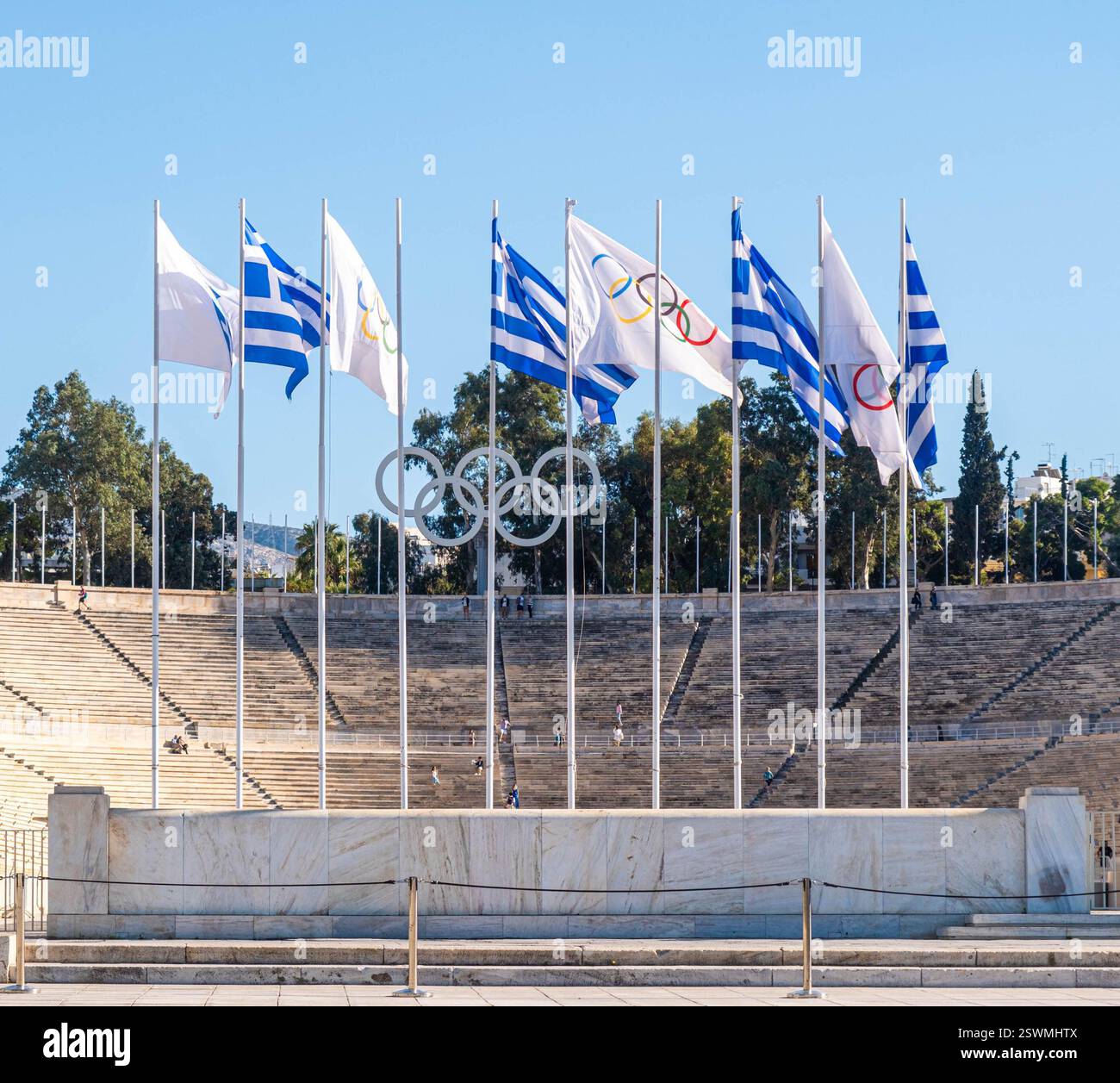 Greek and Olympic Flags at Stadium in Athens Greece Stock Photo - Alamy
