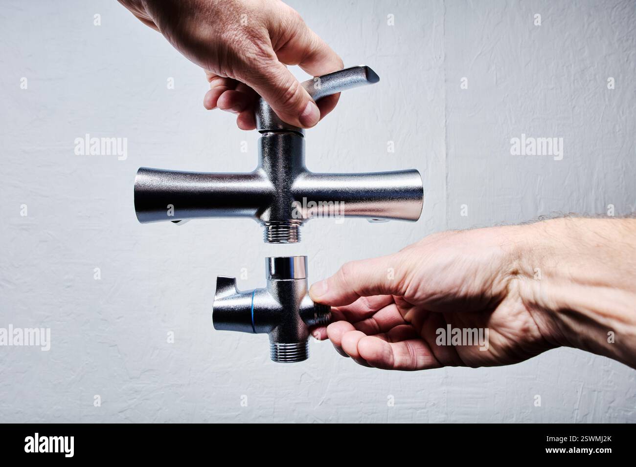 Assembling bathtub faucet combo, showing connection process for control ...