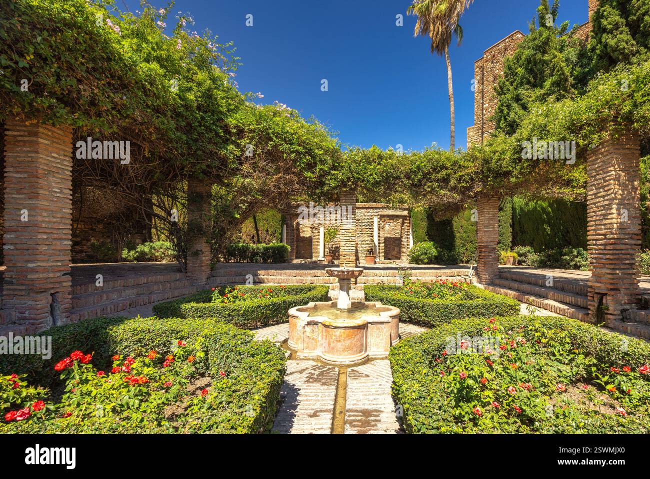 Alcazaba, palace and fortification in Malaga city at Andalusia, Spain ...