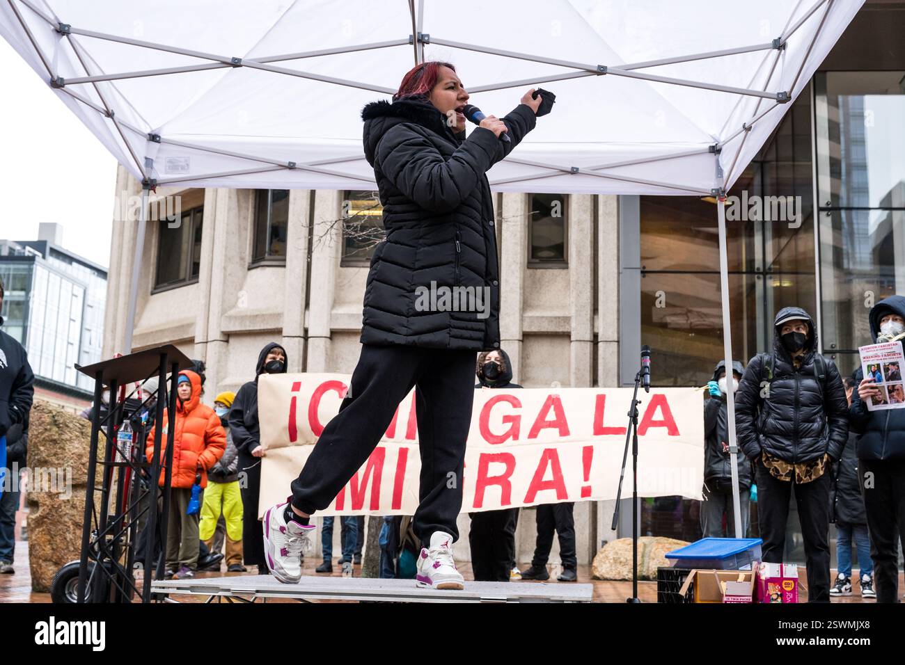 Seattle, USA. 21 Feb 2025. Activists gathered at the Undocumented ...