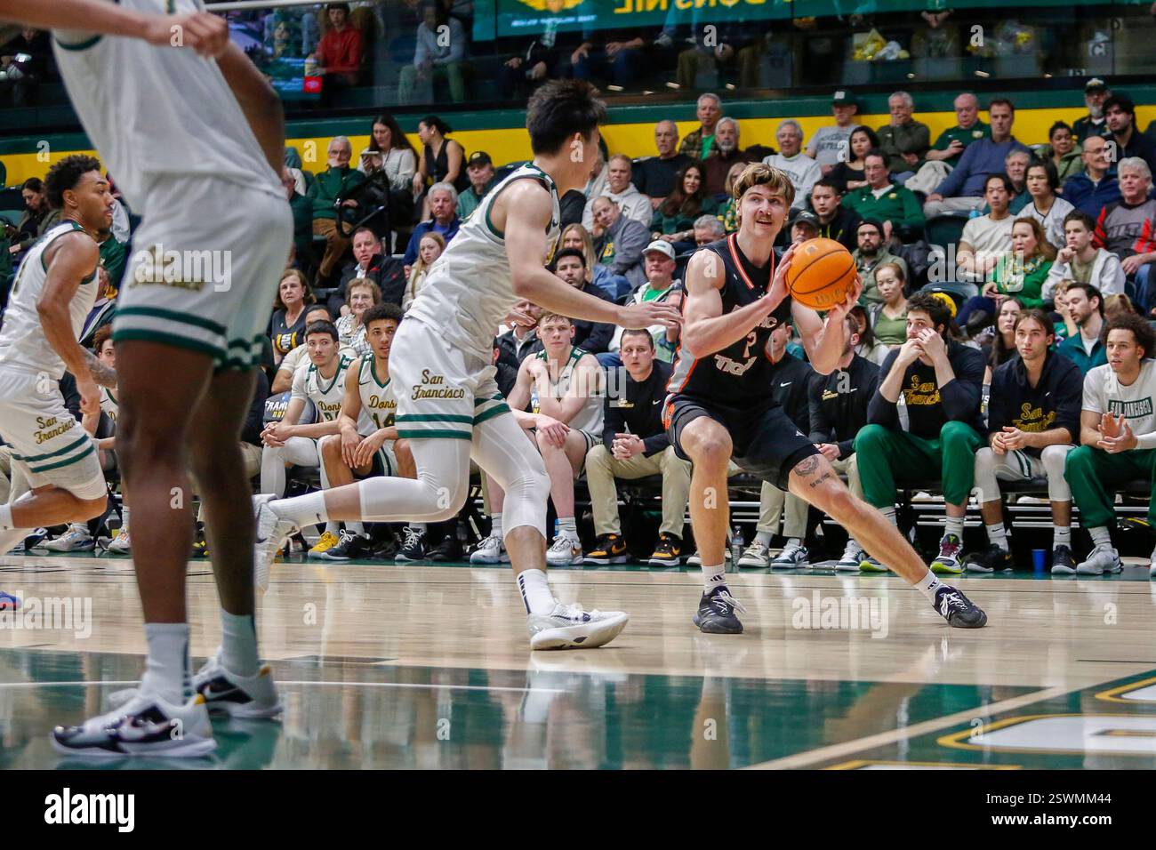 SAN FRANCISCO, CA - FEBRUARY 20: UOP Tigers F Elias Ralph (2) sets up ...