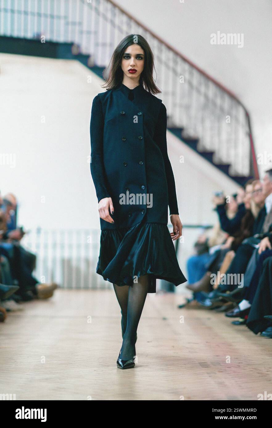 London, UK. 21 February, 2025. Model Lana Rost walks on the runway at ...