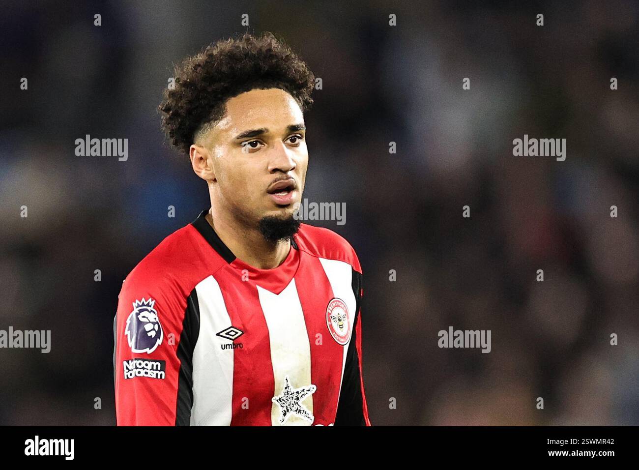 Leicester, UK. 21st Feb, 2025. Kevin Schade of Brentford during the ...