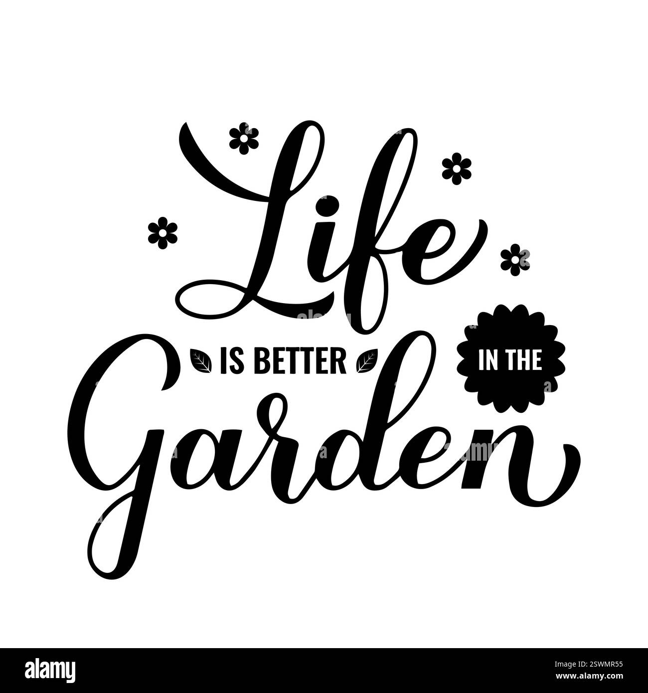 Life is better in the garden calligraphy lettering. Gardening quote ...