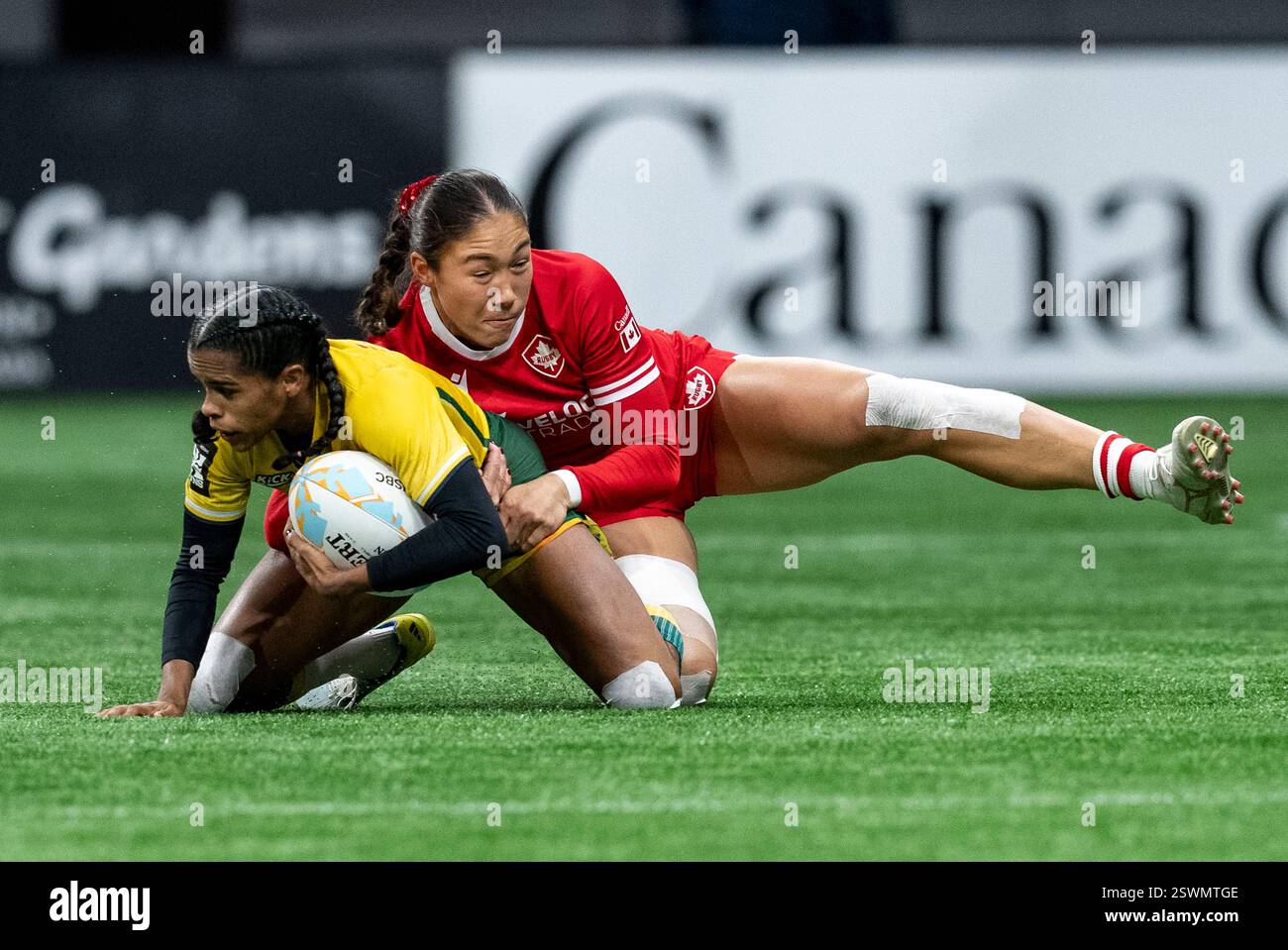 Vancouver, Canada. 21st Feb, 2025. Canada's Florence Symonds stops ...