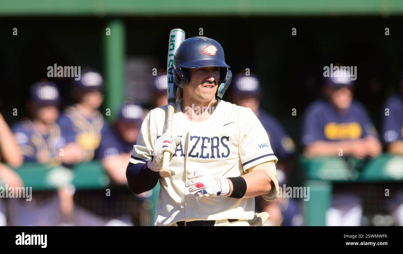 Utah Tech outfielder Hunter Katschke at bat during an NCAA baseball ...