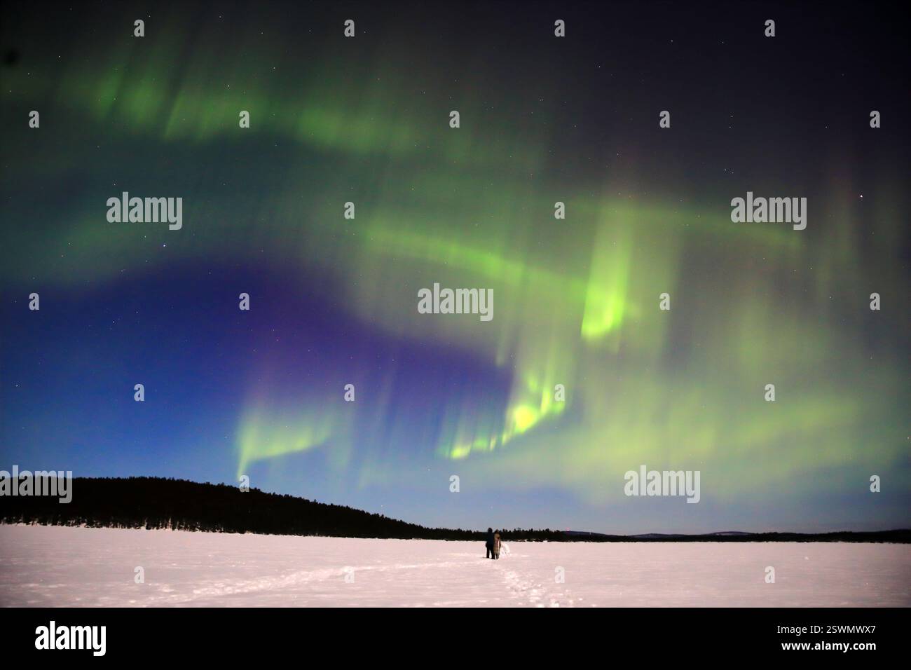 Aurora Borealis seen at lake Inari, Northern Finland Stock Photo - Alamy