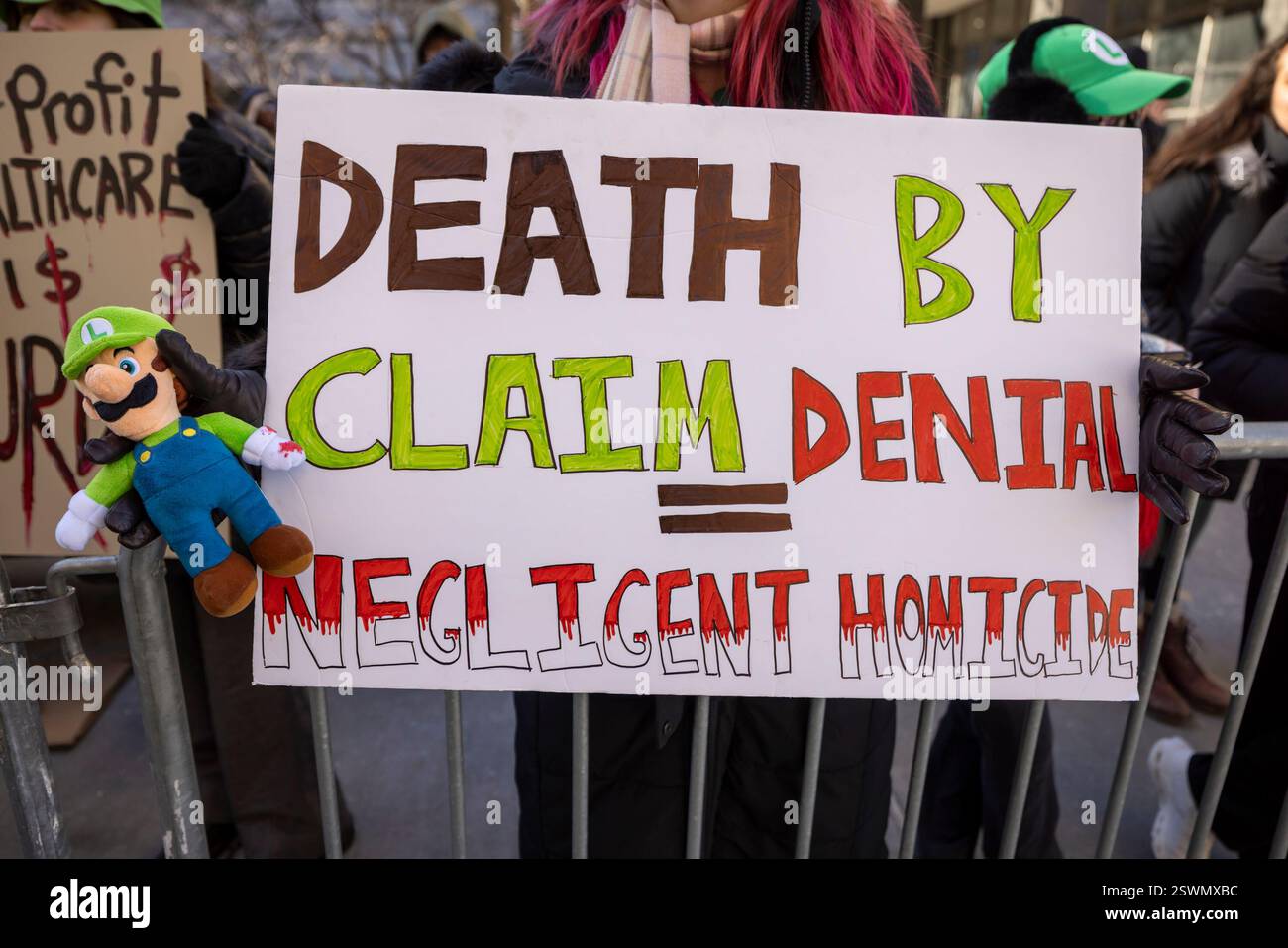 NEW YORK, NEW YORK - FEBRUARY 21: A Supporter of Luigi Mangione, the 26 ...