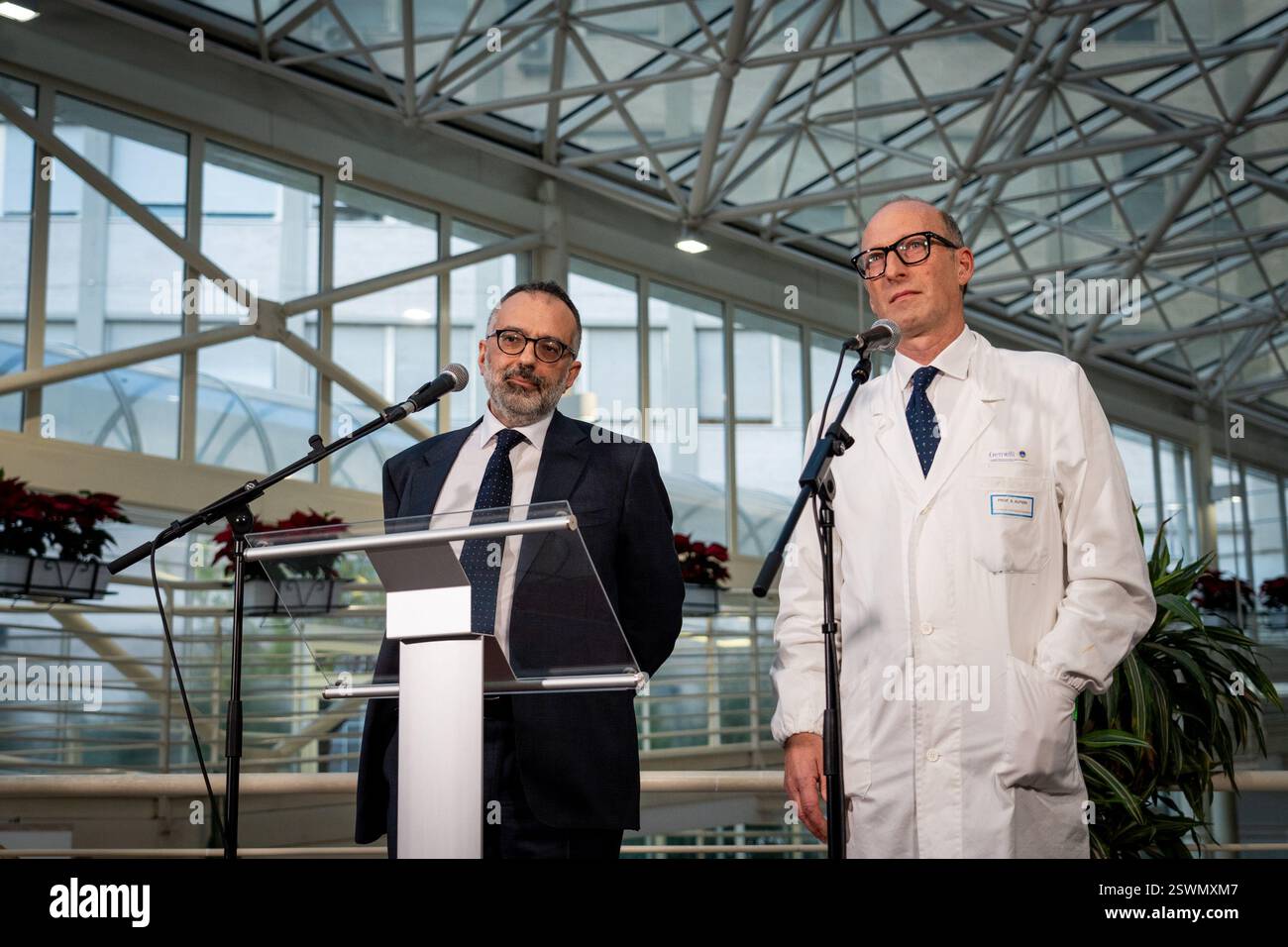 Rome, Italy. 21st Feb, 2025. The surgeon Dr. Sergio Alfieri (R) and the ...