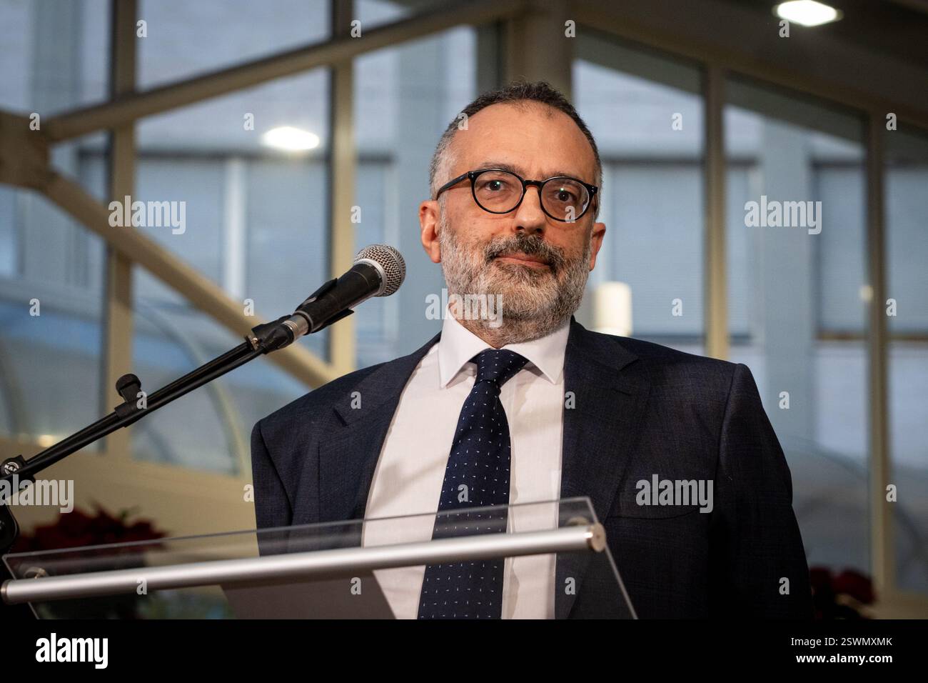 Dr. Luigi Carbone speaks to reporters in the lobby of the Agostino ...