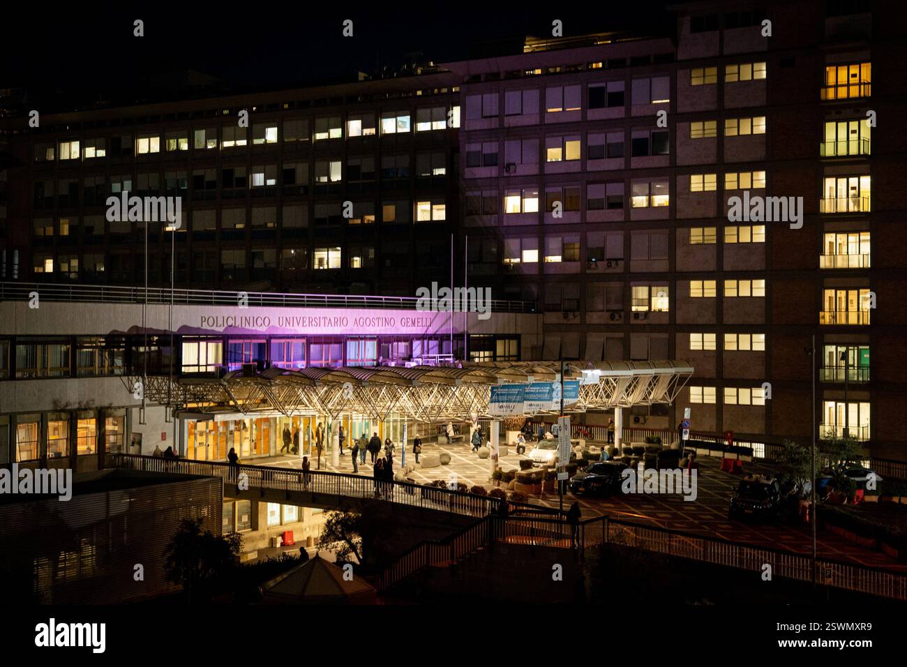 Rome, Italy. 21st Feb, 2025. Exterior view of the Agostino Gemelli ...