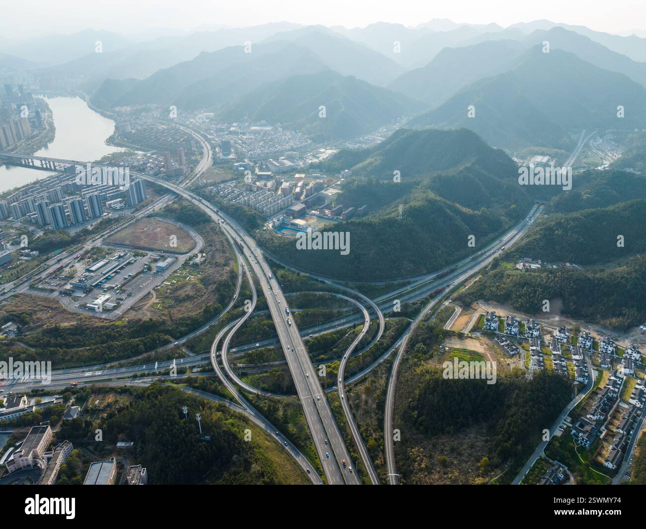 (FILE) Aerial photo shows the interworking between the Hangqian freeway ...
