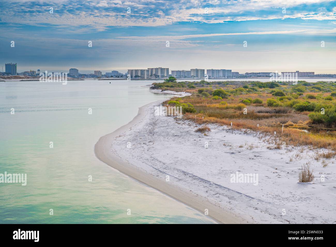 Destin Harbor Florida USA shines under a brilliant blue sky, with ...