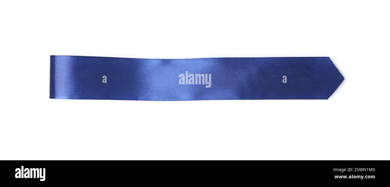 One blue ribbon bookmark isolated on white, top view Stock Photo - Alamy