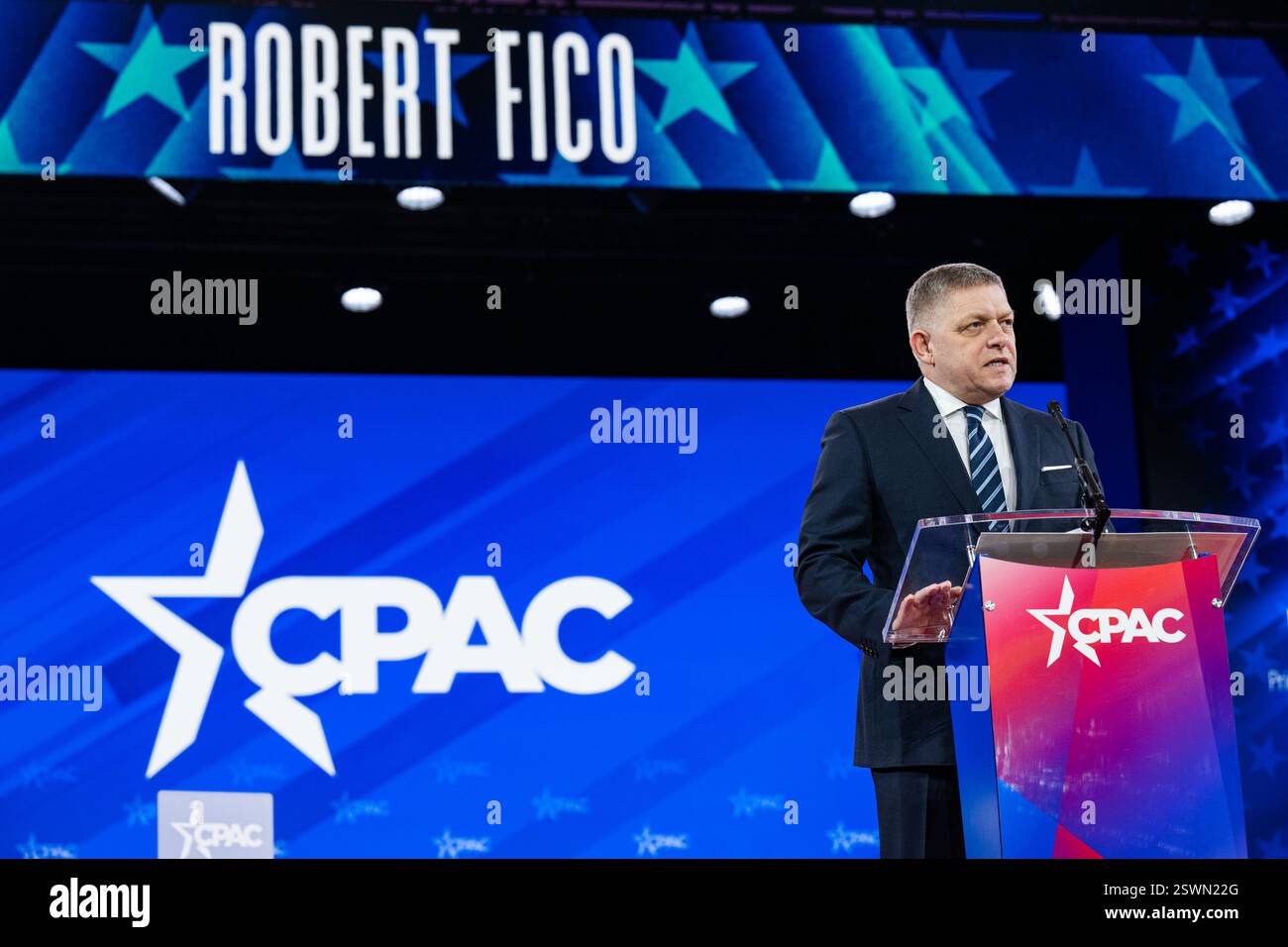 Prime Minister of Slovakia Robert Fico speaks at the 2025 Conservative ...