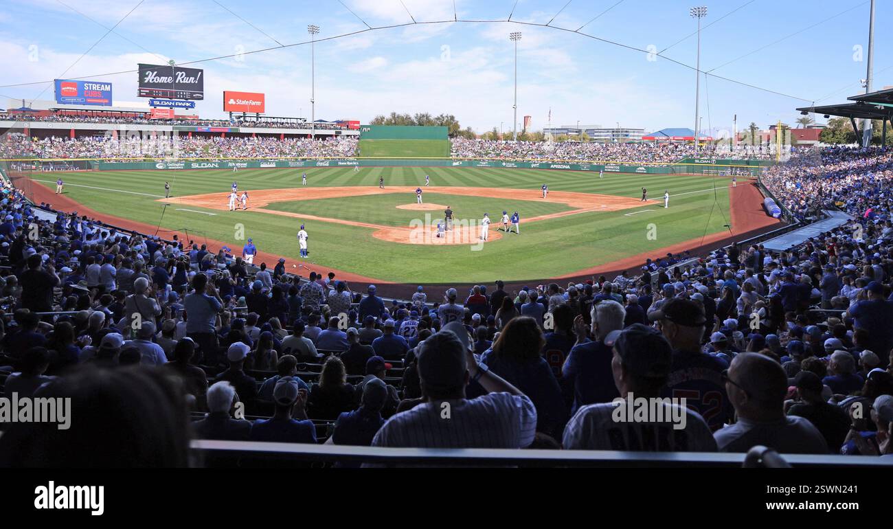 A spring training baseball game, Chicago Cubs against Los Angeles ...