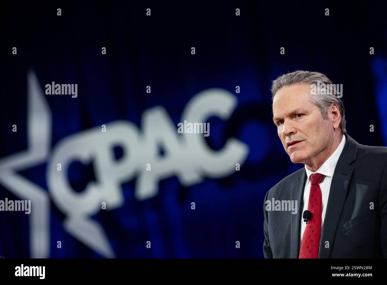 Governor of Alaska Mike Dunleavy speaks at the 2025 Conservative ...
