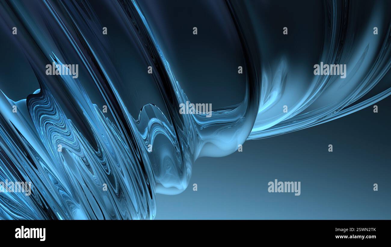 Blue glass undulating board Dark background modern art curves Elegant ...