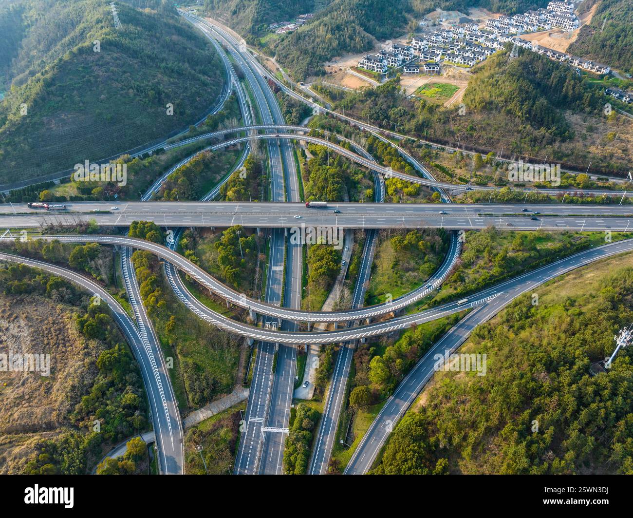 (FILE) Aerial photo shows the interworking between the Hangqian freeway ...