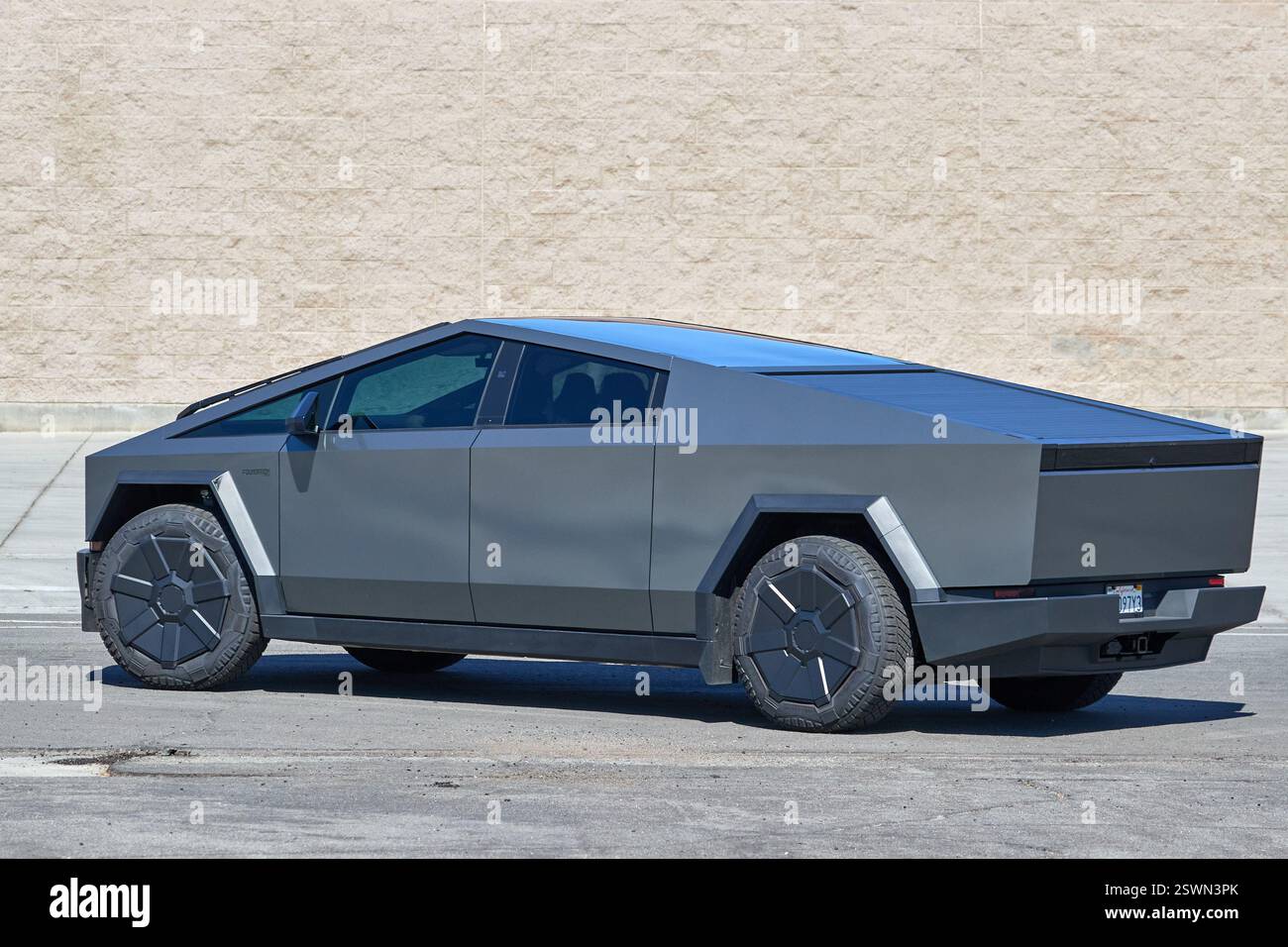 February 21, 2025, Palm Springs, California, USA: A Tesla Cybertruck ...