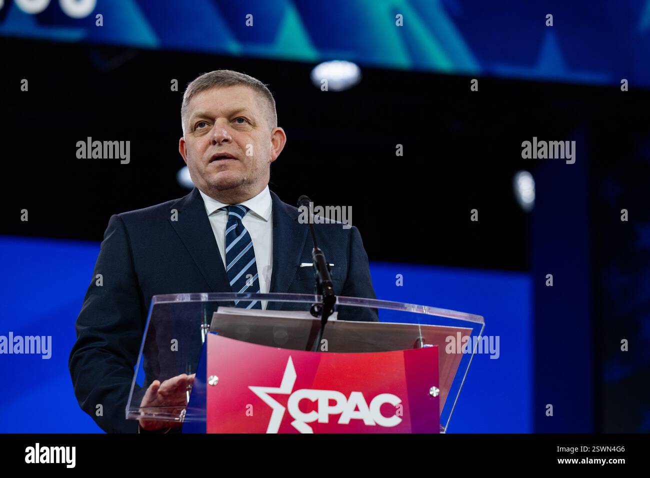 Prime Minister of Slovakia Robert Fico speaks at the 2025 Conservative ...