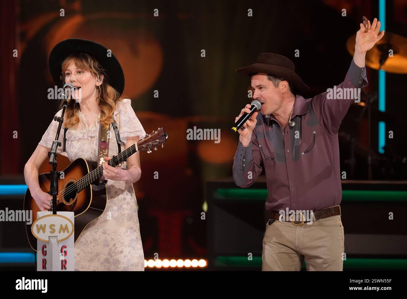Molly Tuttle, left, performs with Ketch Secor, right, at the Grand Ole ...