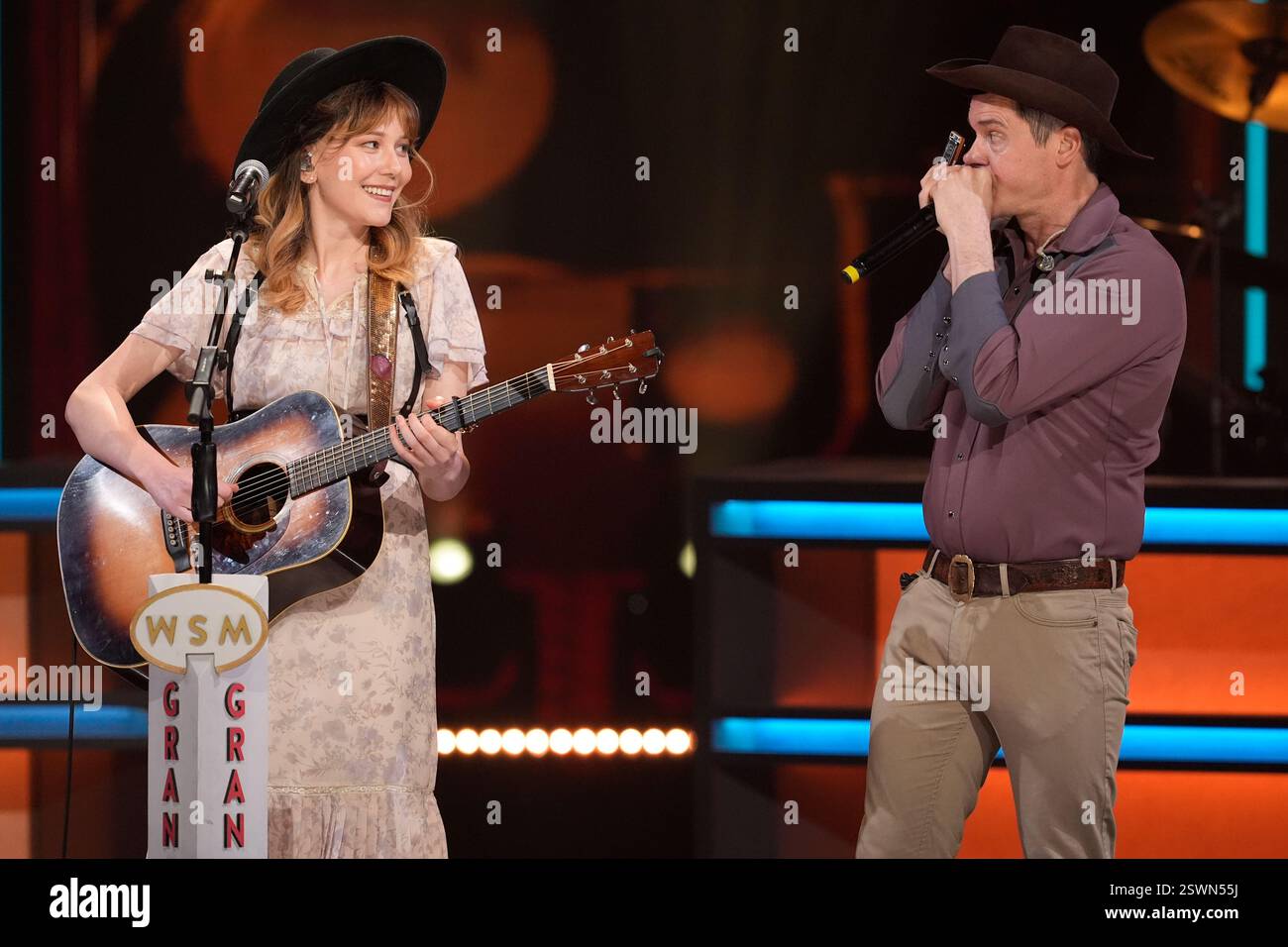 Molly Tuttle, left, performs with Ketch Secor, right, at the Grand Ole ...