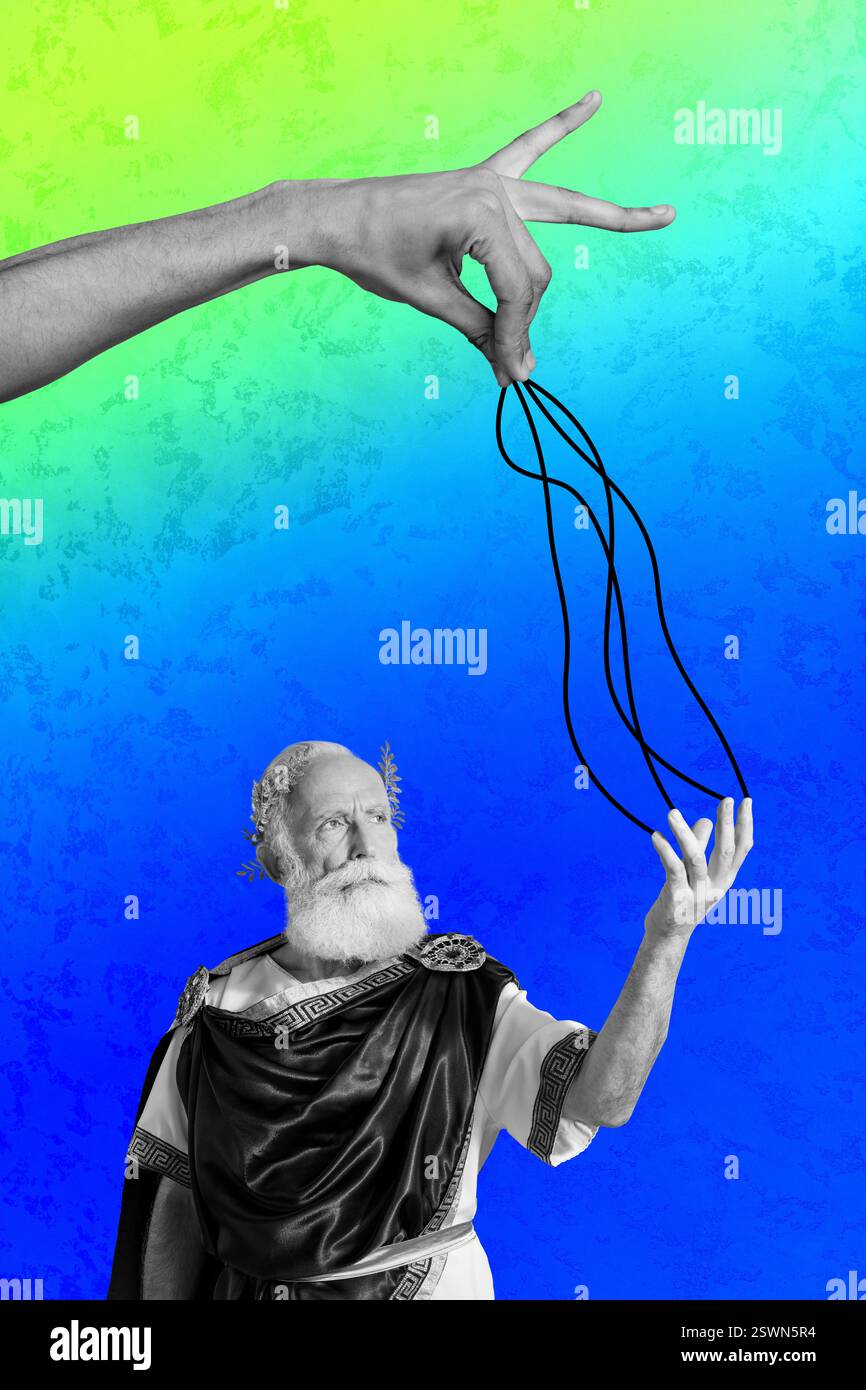 Trend image vertical collage of serious old man rome senator do magic ...