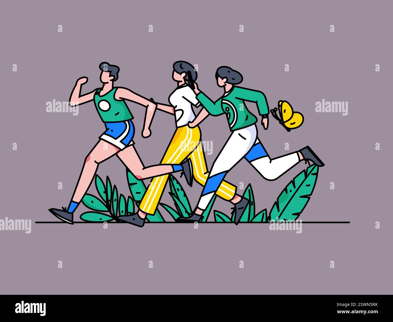 People exercising healthy running vector internet operation ...