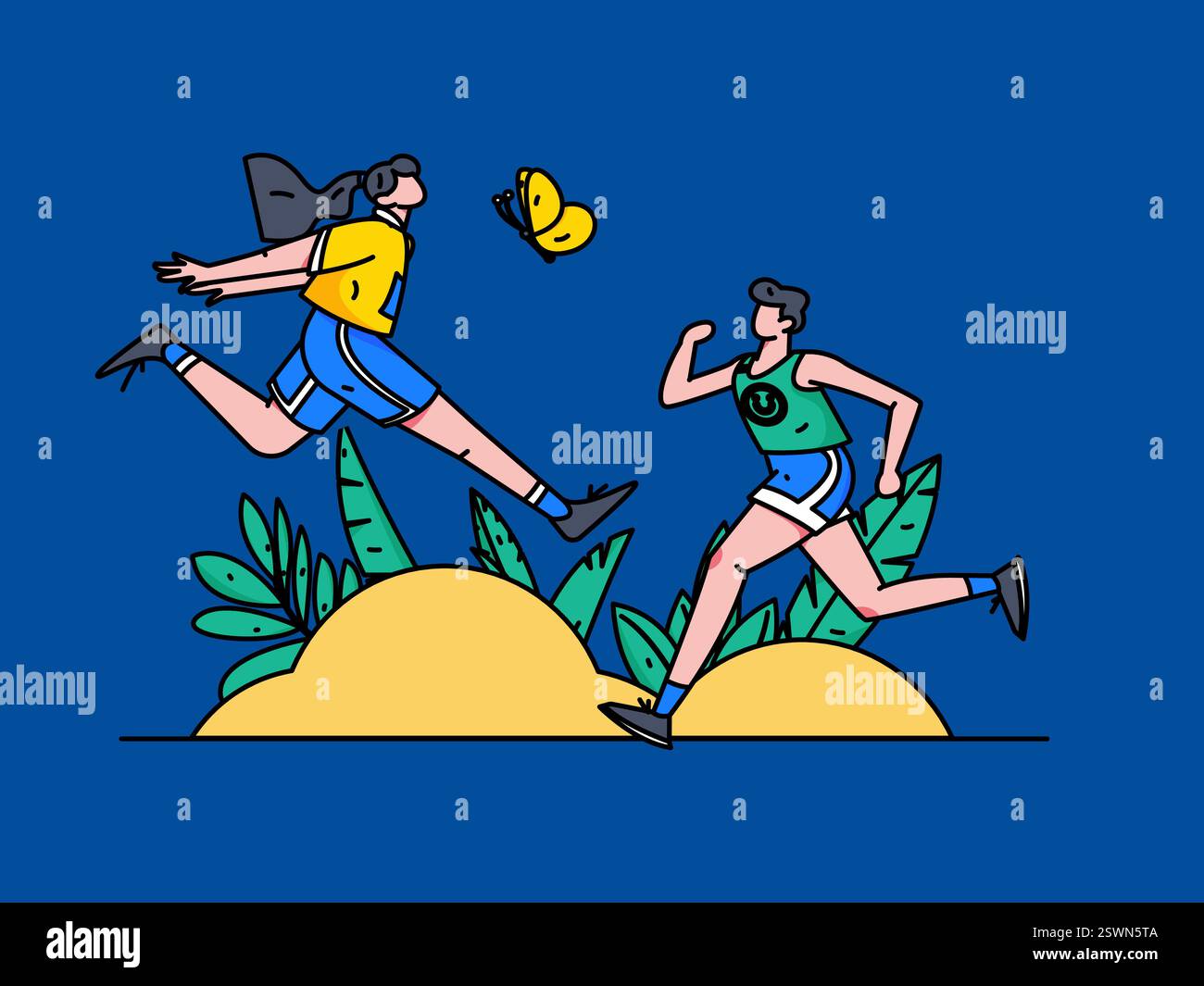 People exercising healthy running vector internet operation ...