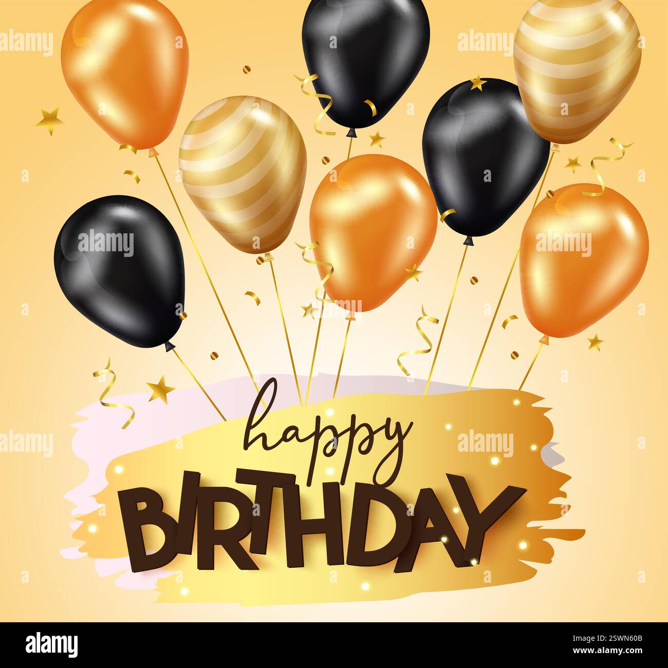 Birthday greeting vector design. Happy birthday text in brush stroke ...