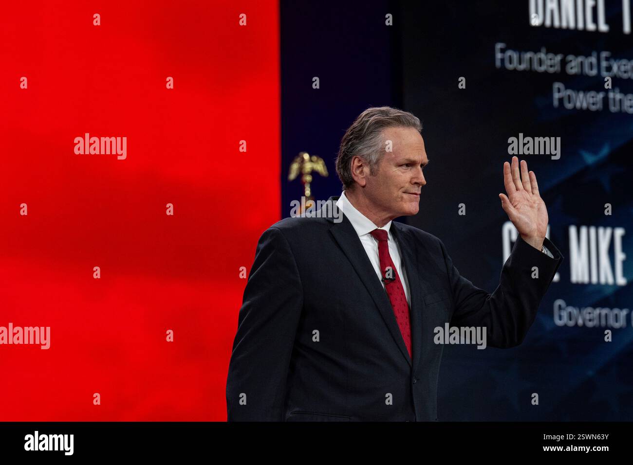 Governor of Alaska Mike Dunleavy speaks at the 2025 Conservative ...