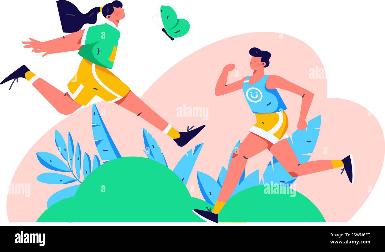 People exercising healthy running vector internet operation ...