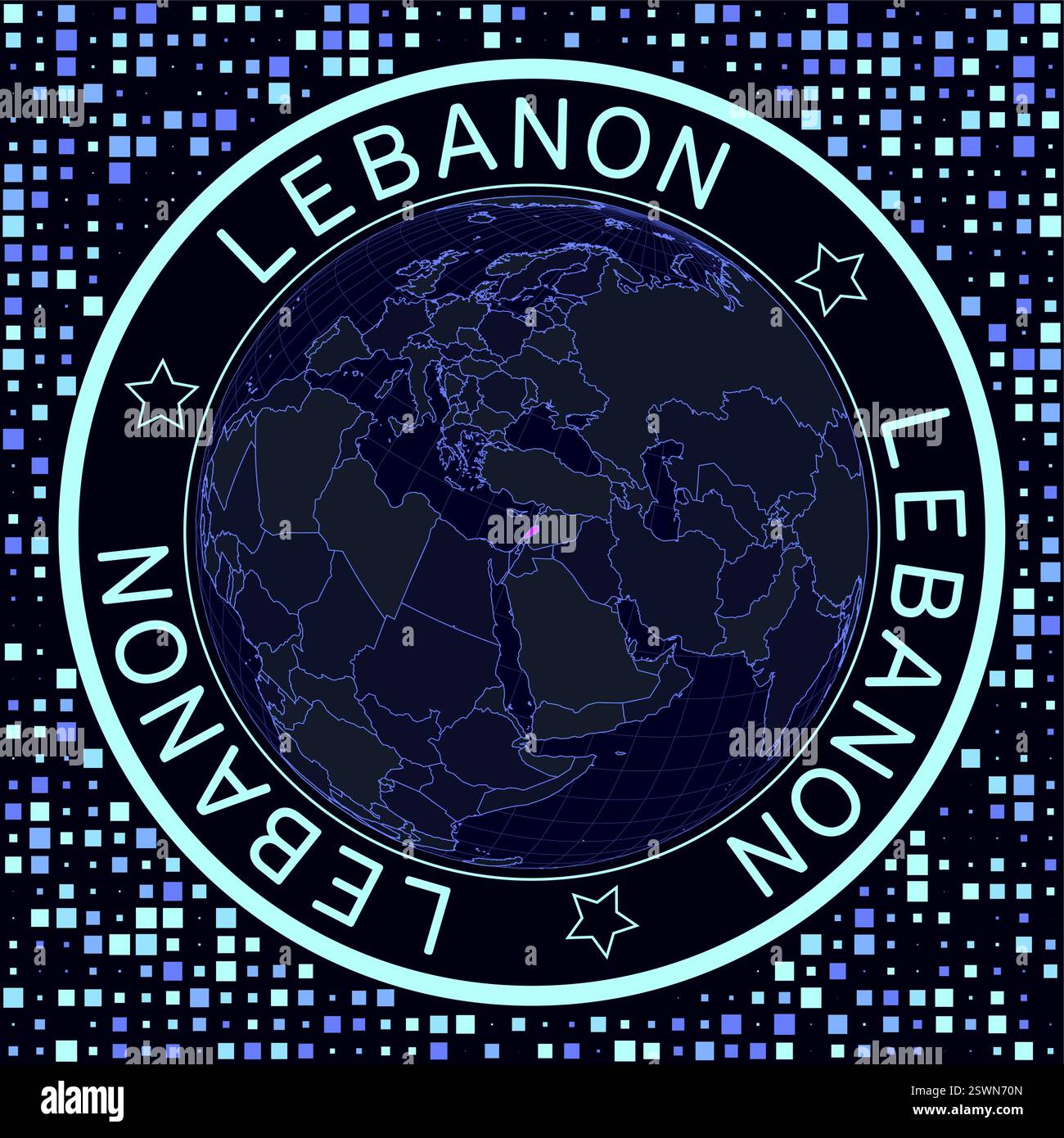 Lebanon on globe vector. Futuristic satellite view of the world ...
