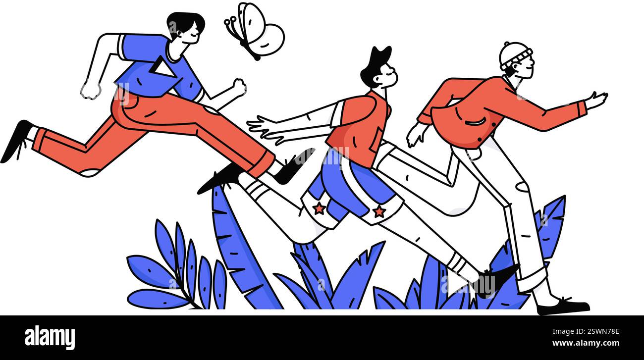 People exercising healthy running vector internet operation ...