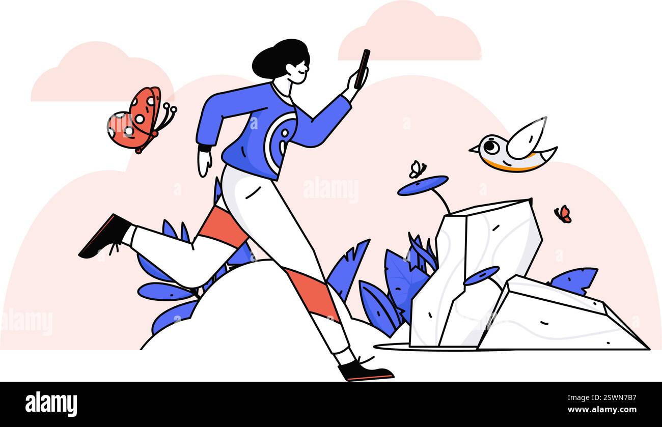 People exercising healthy running vector internet operation ...